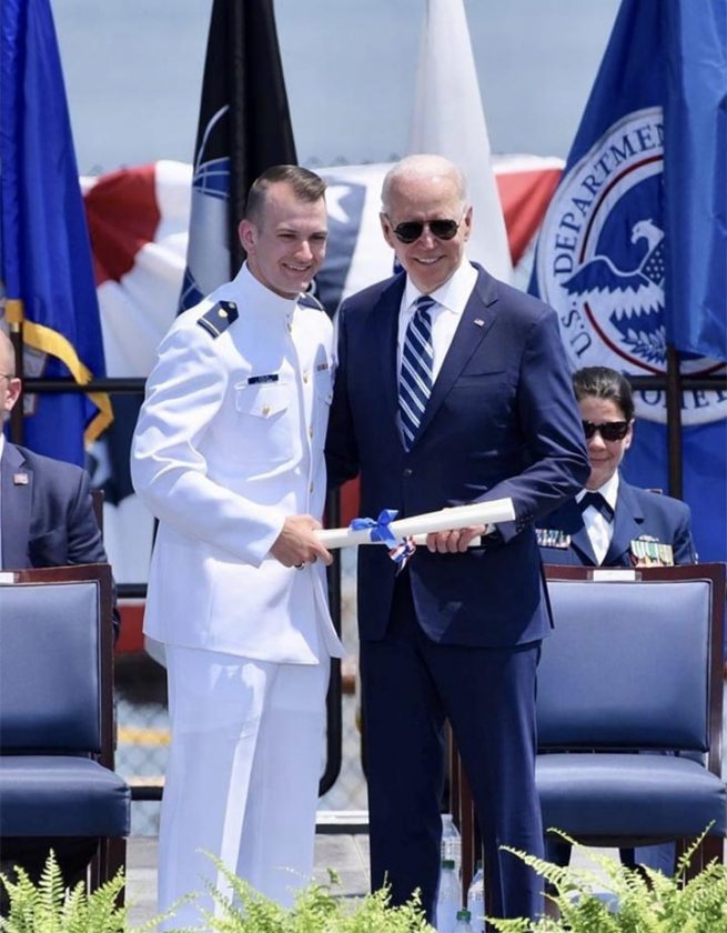 Joslin graduates from U.S. Coast Guard Academy; President Biden confers ...
